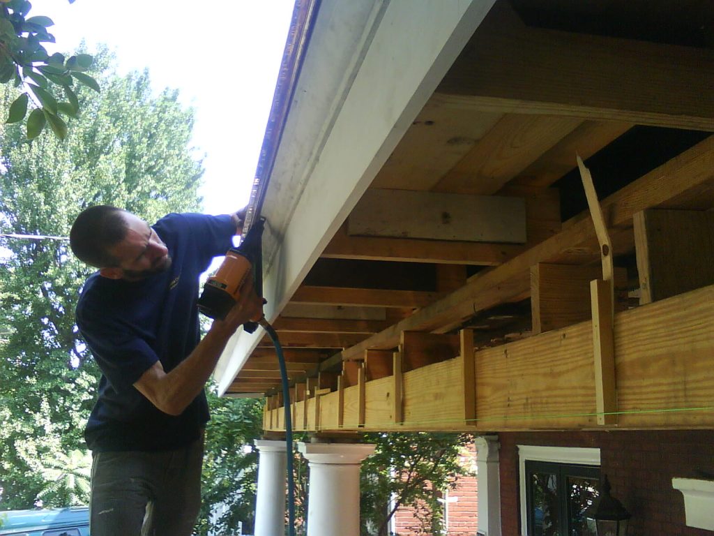 Cornice work: porch restoration, built-in gutters, and architectural ...