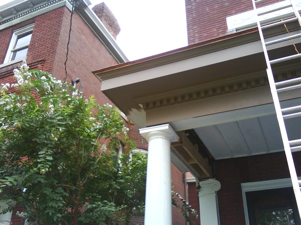 Cornice work: porch restoration, built-in gutters, and architectural ...